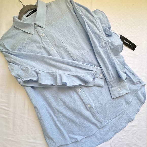 Doe & Rae | Tops | Nwt Doe Rae Button Down Shirt With Ruffle Sleeves In ...